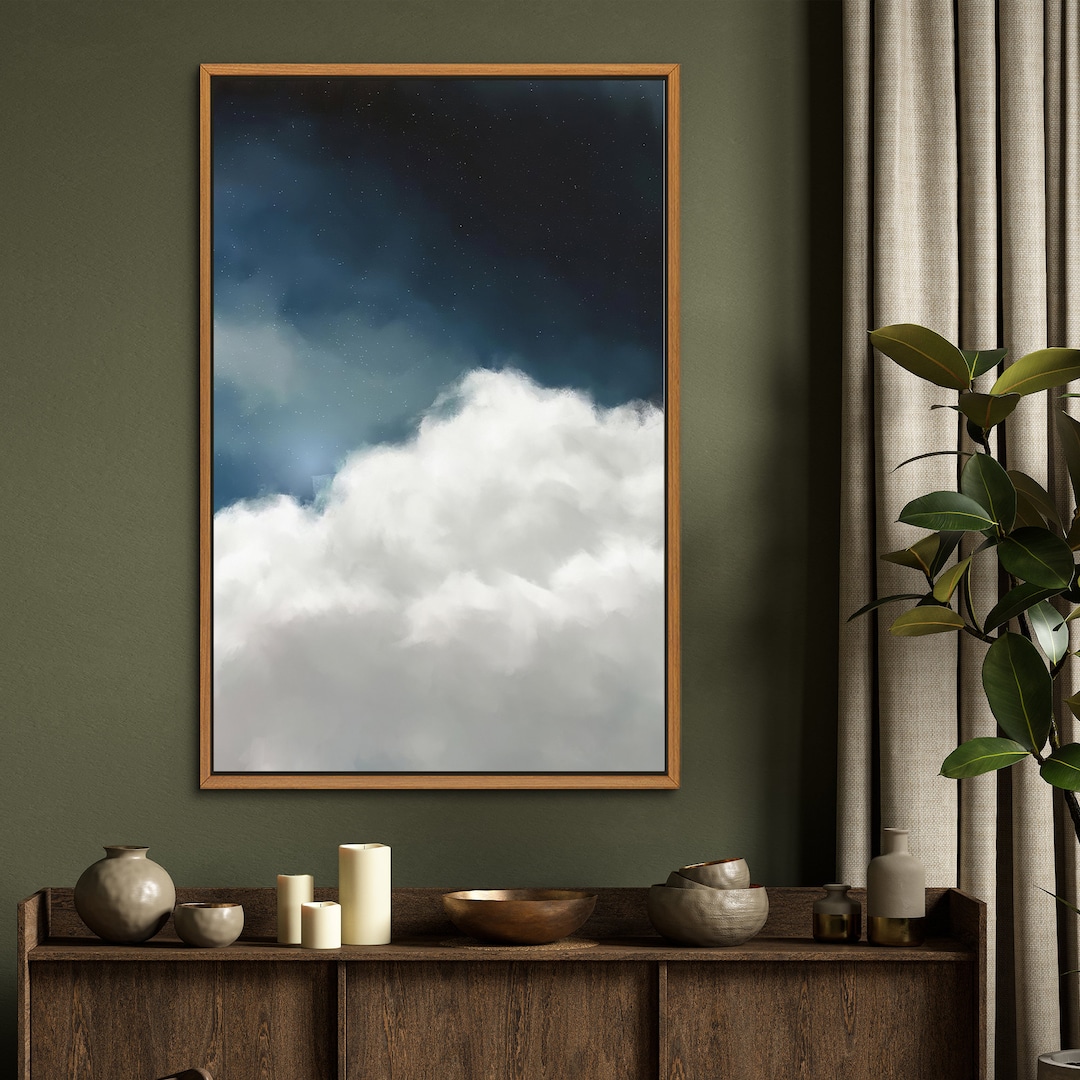 Minimalist Cloud Wall Art Print, Nature Framed Large Gallery Art ...