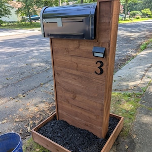 Handmade Cedar Mailbox Post With Planter Box & Solar Light - Custom ...