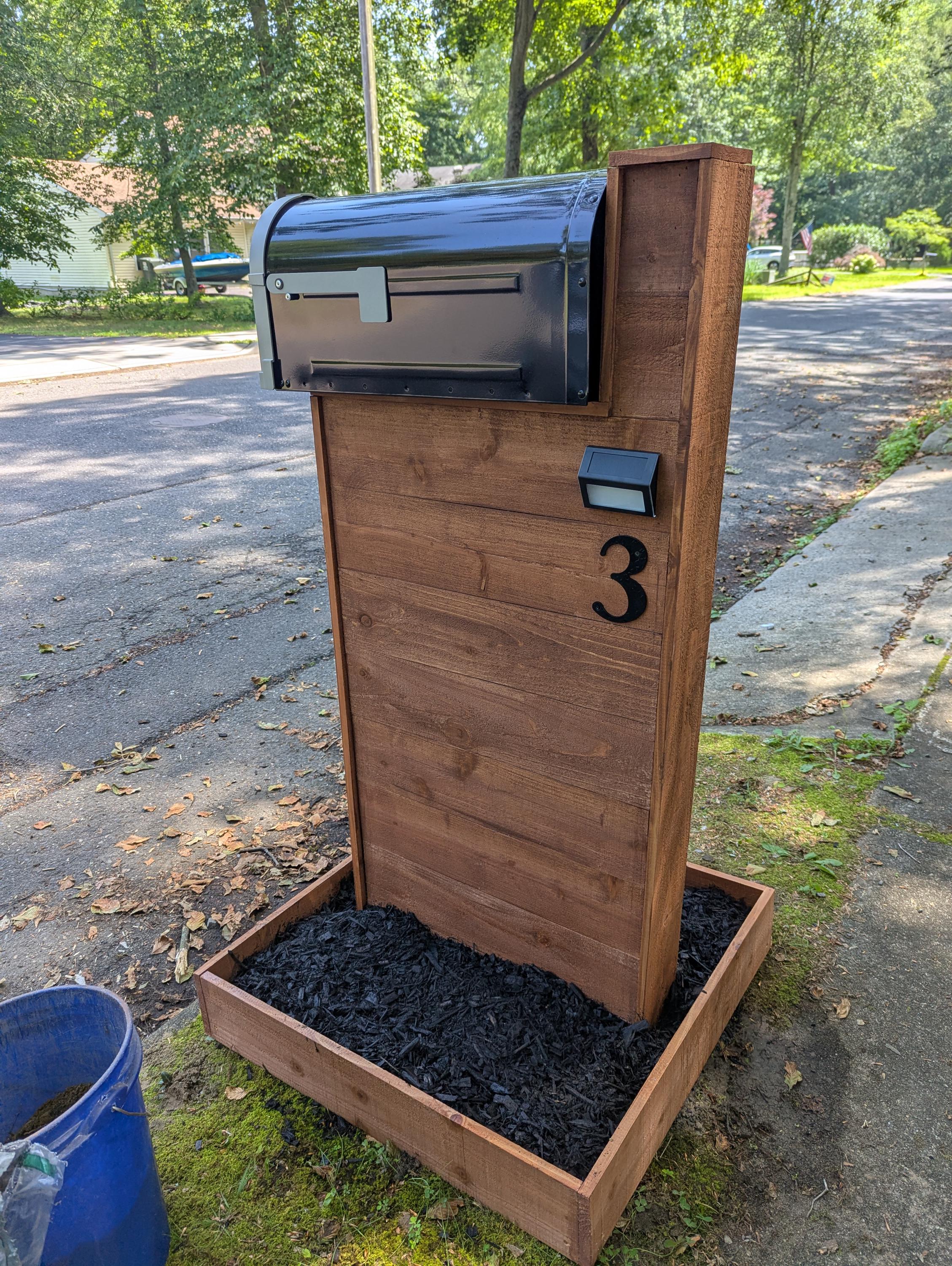 Handmade Cedar Mailbox Post With Planter Box & Solar Light - Custom ...