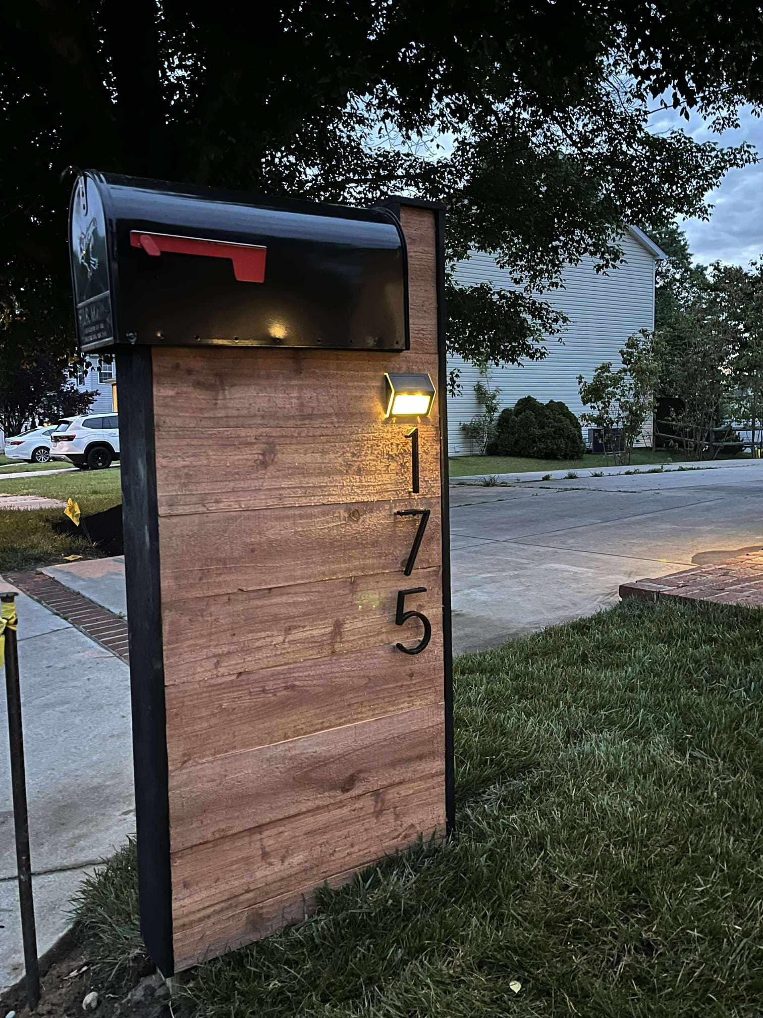 Handmade Cedar Mailbox Post With Planter Box & Solar Light - Custom ...