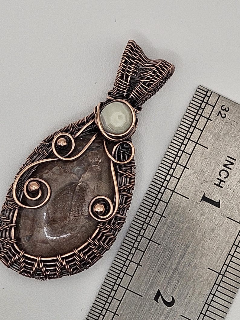 Dara Pendant – Natural Earth-tone Stone in Oxidized Copper With Ivory ...
