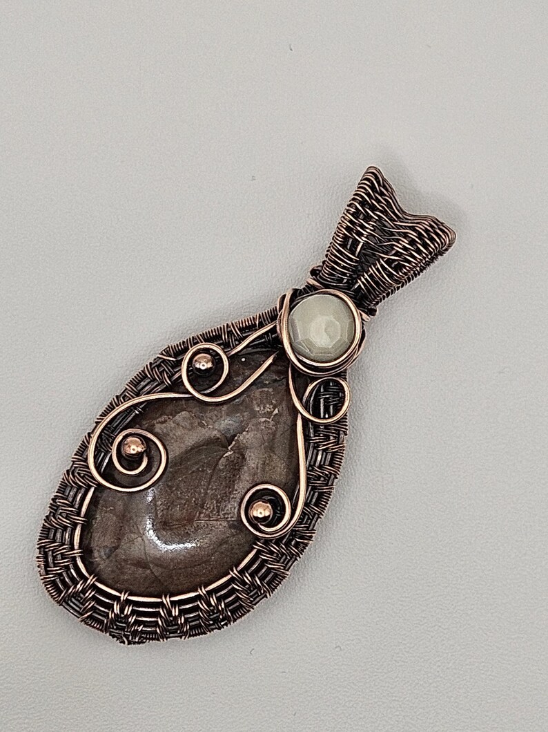 Dara Pendant – Natural Earth-tone Stone in Oxidized Copper With Ivory ...