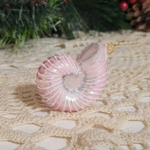Pink Seashell Ocean Shell Blown Glass Christmas Ornament Decoration - Etsy