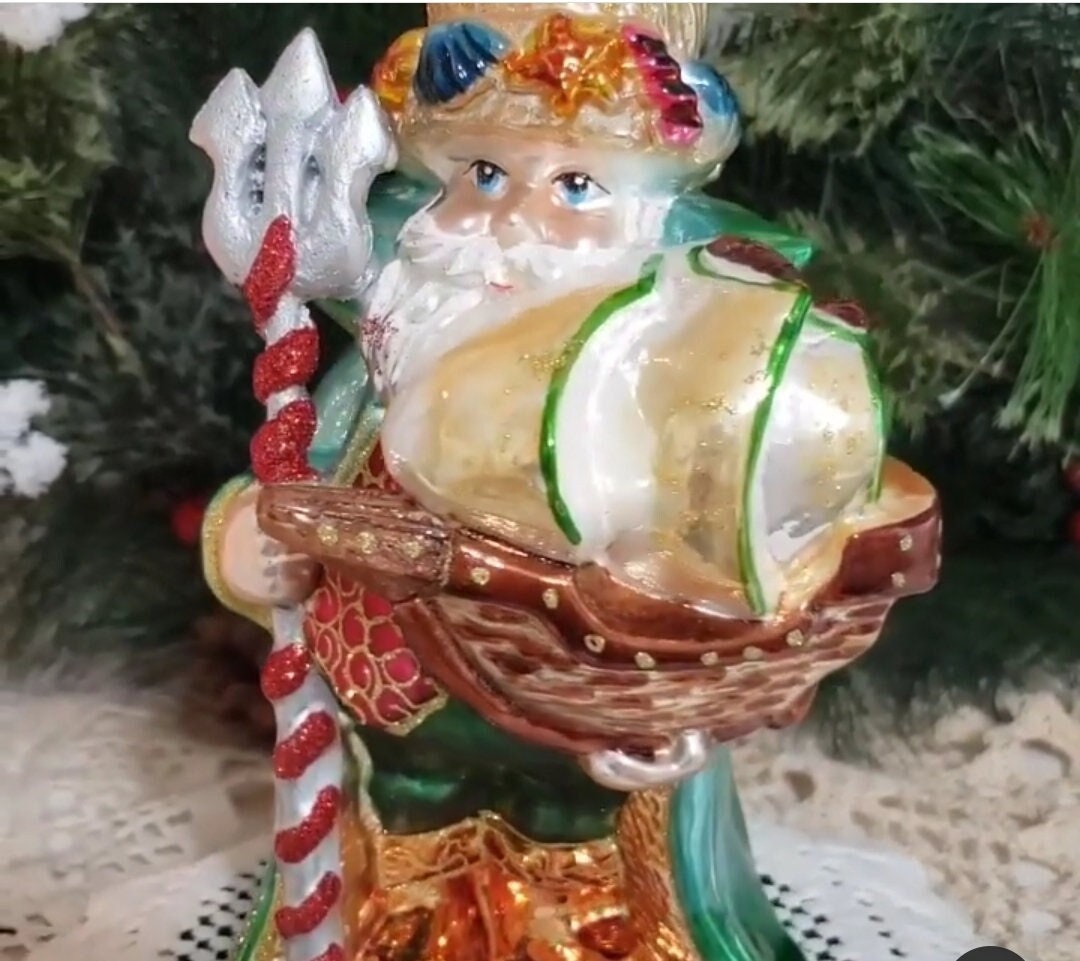 Santa With Sailboat Blown Glass Christmas Ornament Decoration - Etsy