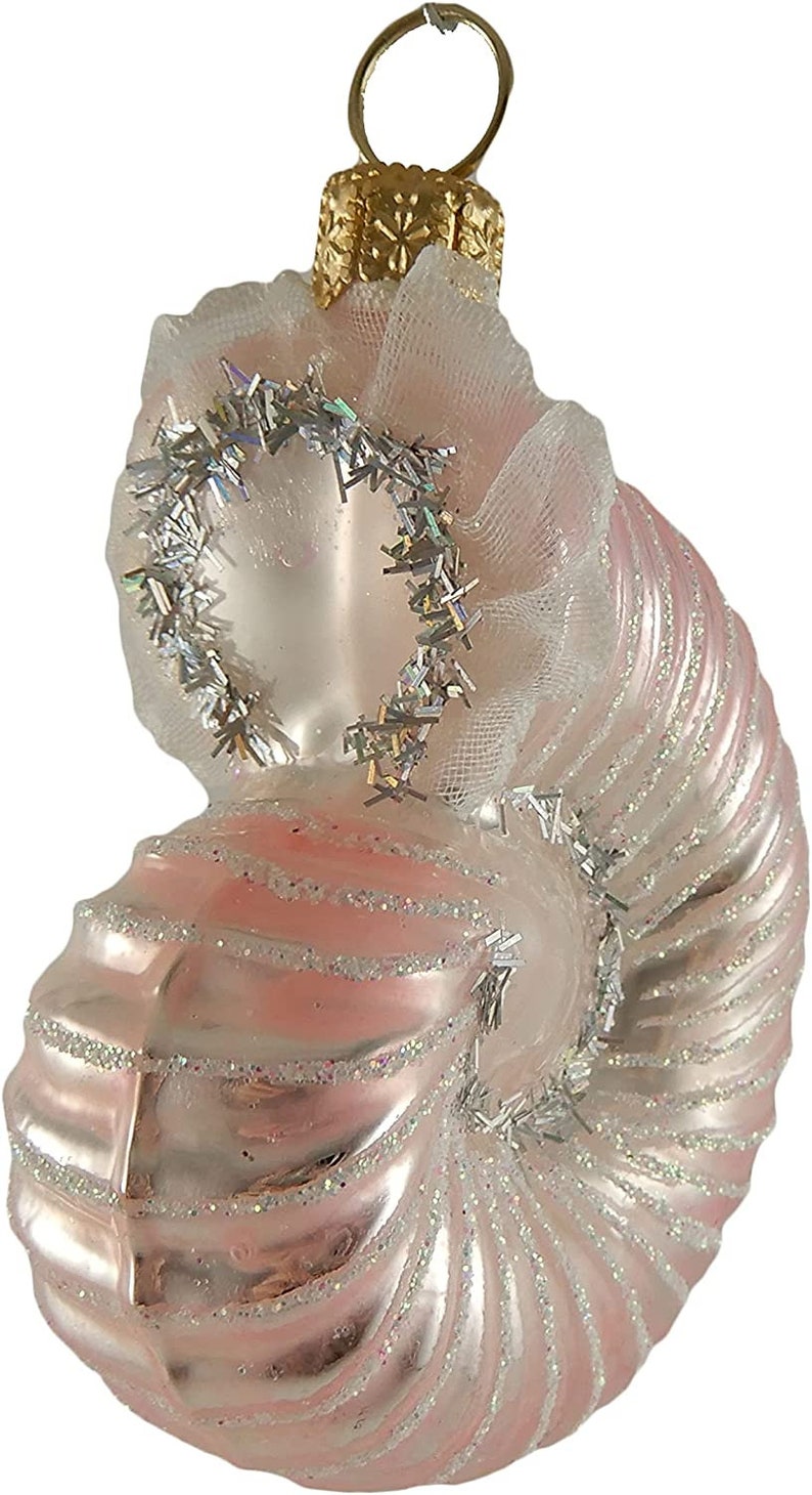Pink Seashell Ocean Shell Blown Glass Christmas Ornament - Etsy