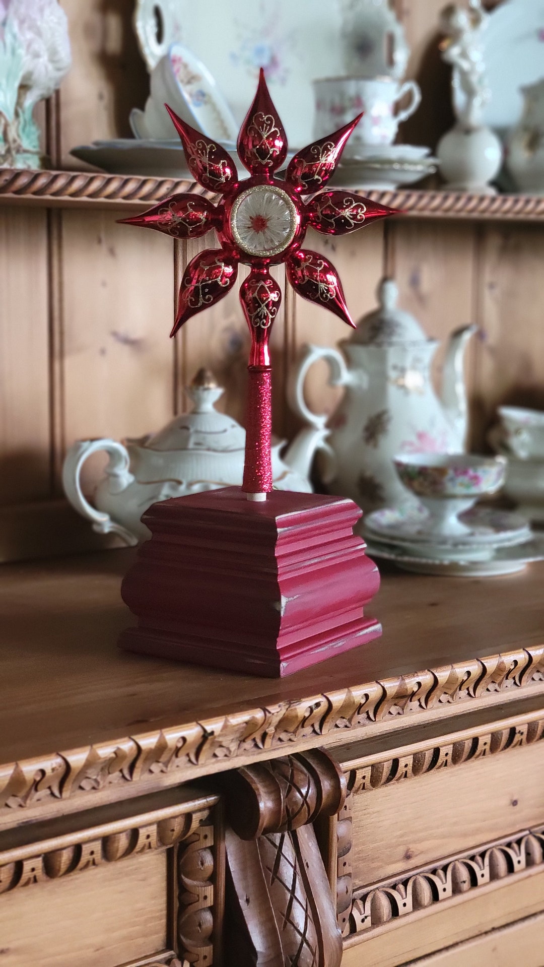 Tree Topper Stand - Red Square Wood - Etsy