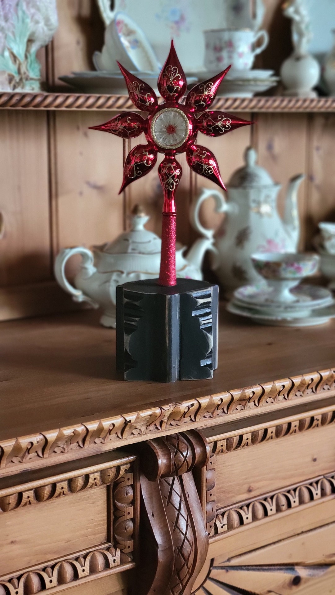 Tree Topper Stand - Black Decorative Wood - Etsy