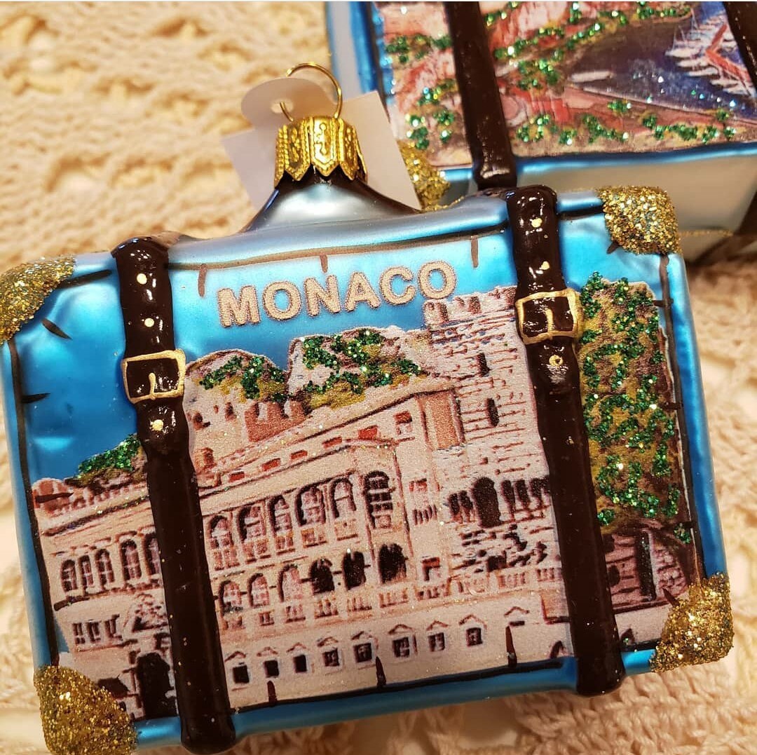 Monaco Suitcase Blown Glass Ornament - Etsy