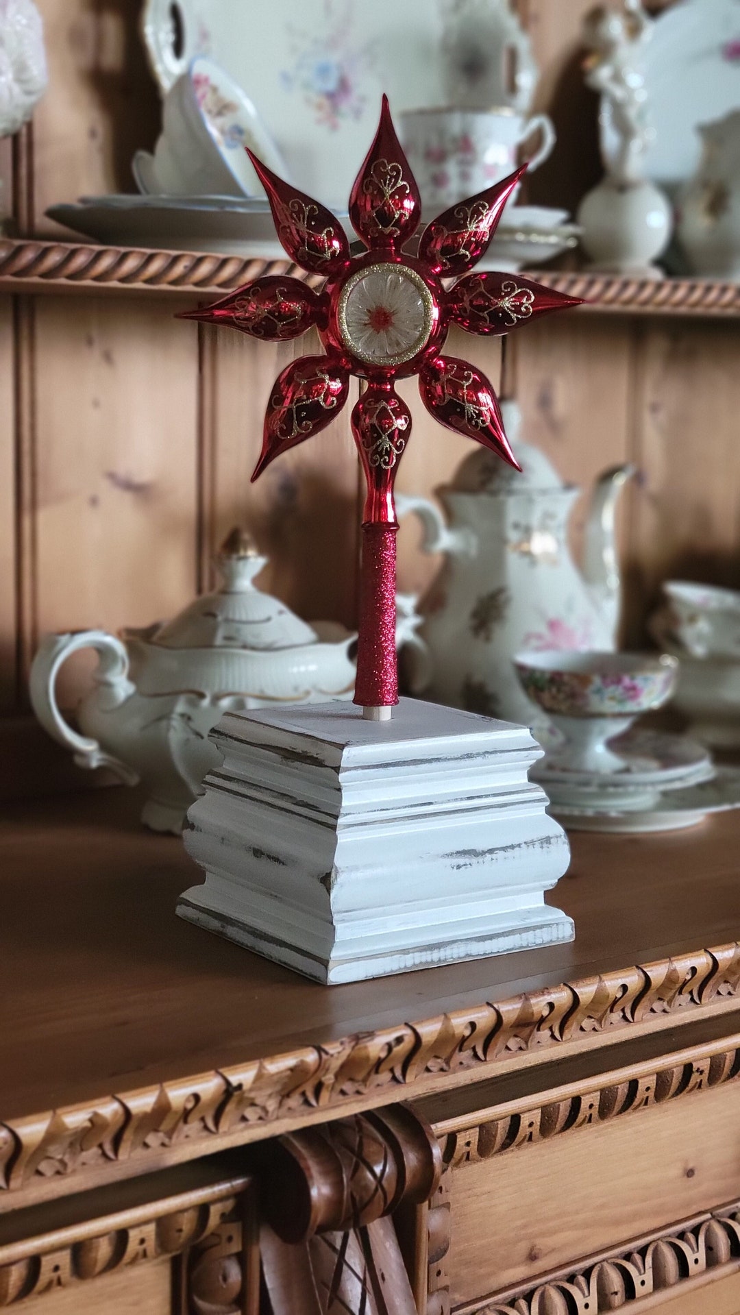 Tree Topper Stand - White Square Wood - Etsy