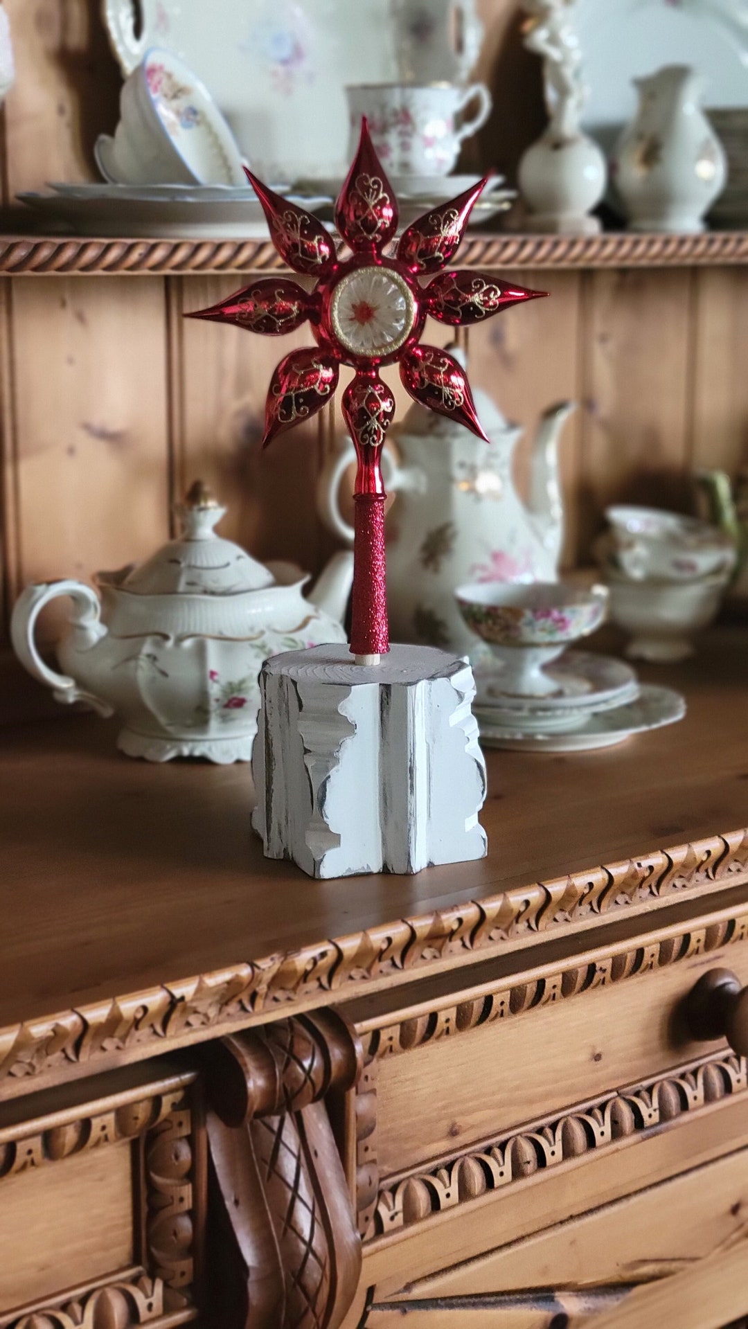 Tree Topper Stand - White Decorative Wood - Etsy