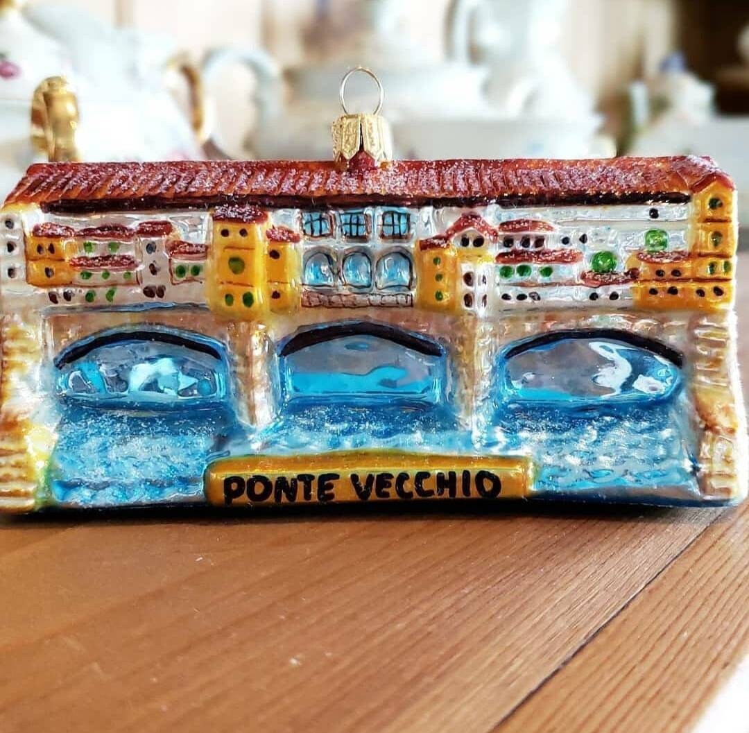 Ponte Vecchio Florence Italy Blown Glass Christmas Ornament Decoration ...