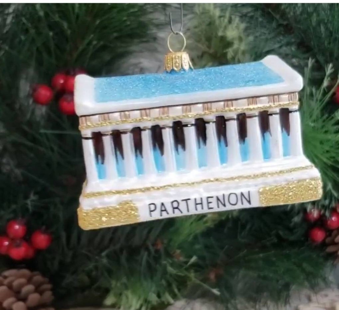 Parthenon Athens Greece Glass Christmas Ornament Decoration - Etsy