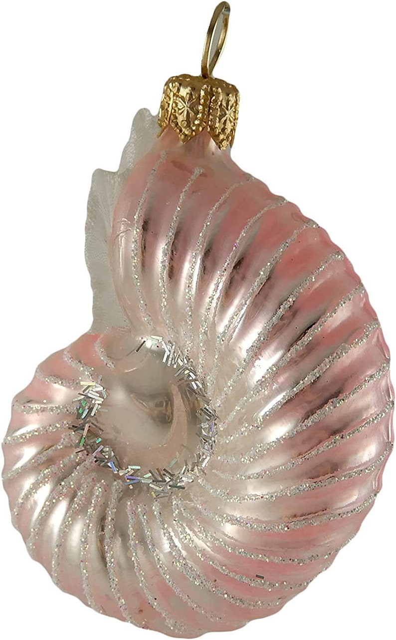 Pink Seashell Ocean Shell Blown Glass Christmas Ornament - Etsy