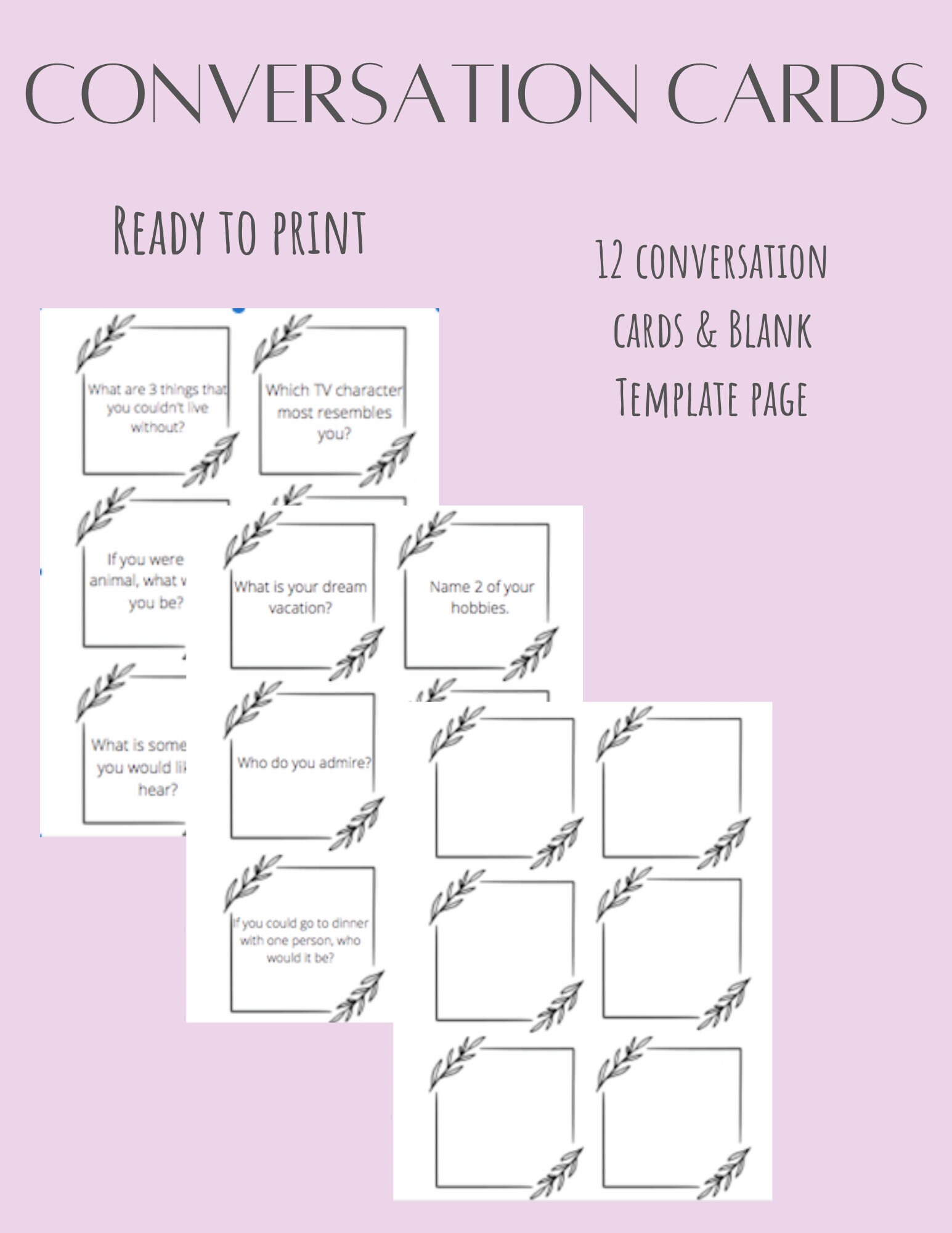 Conversation Cards Conversation Starters Conversation Cards for ...