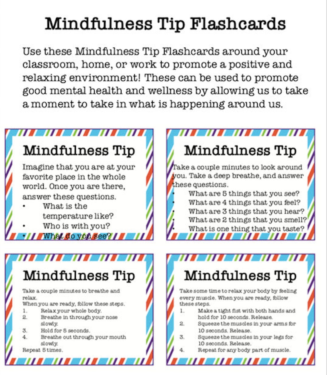 MINDFULNESS FLASHCARDS | Digital Download - Etsy