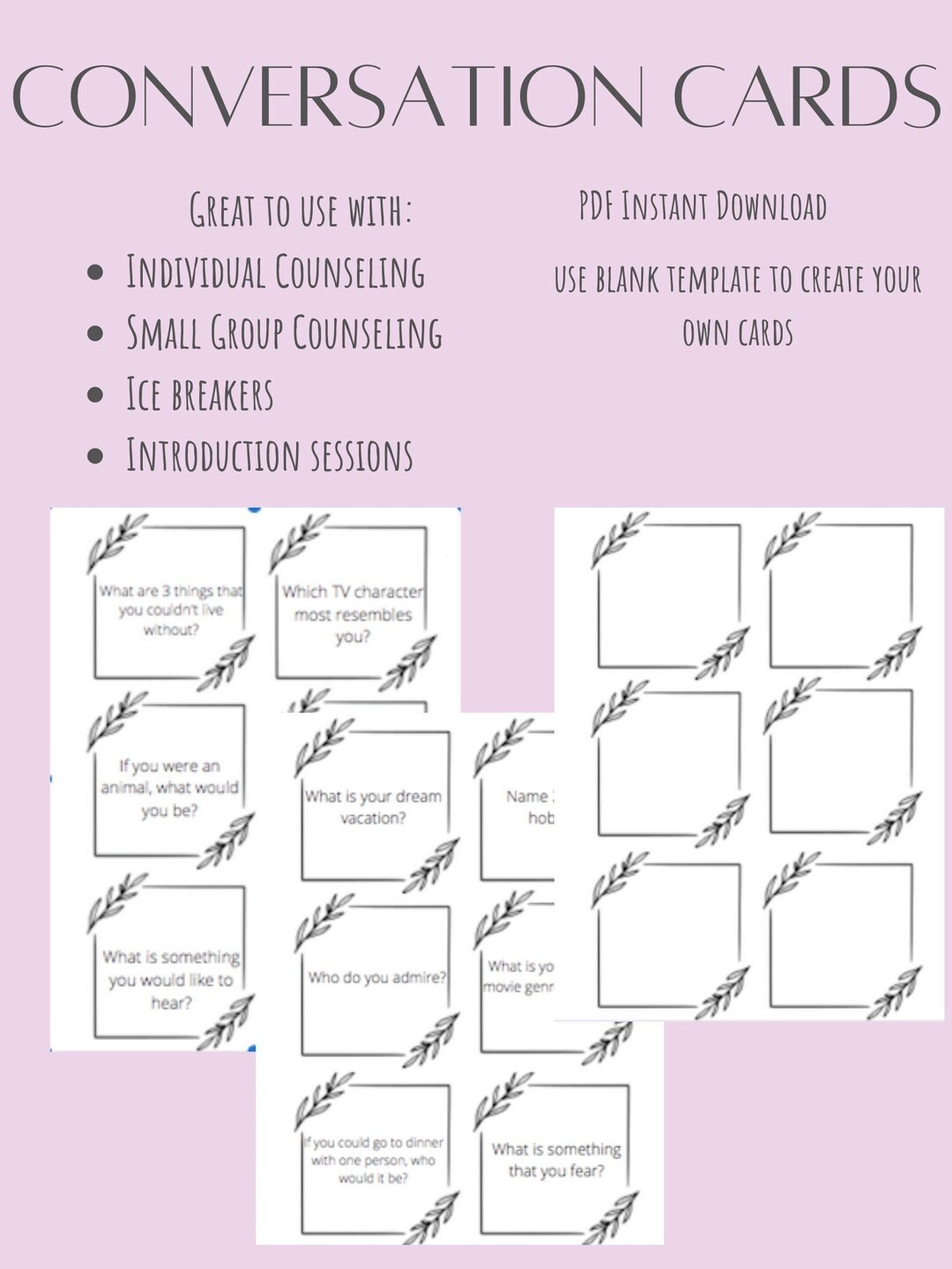 Conversation Cards | Conversation Starters | Conversation Cards for ...