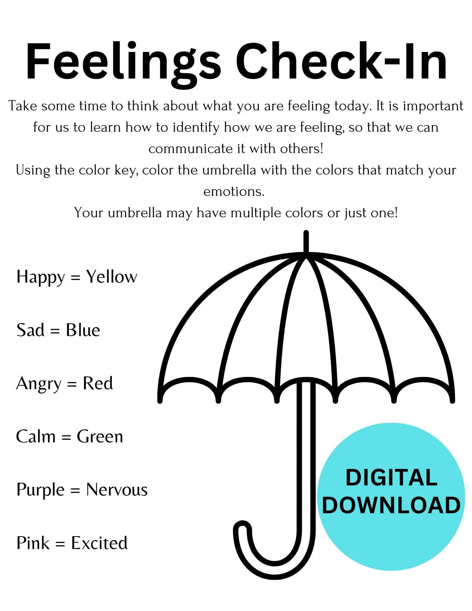 Feelings Check-in | Mindfulness Worksheet | Self-regulation Skills ...