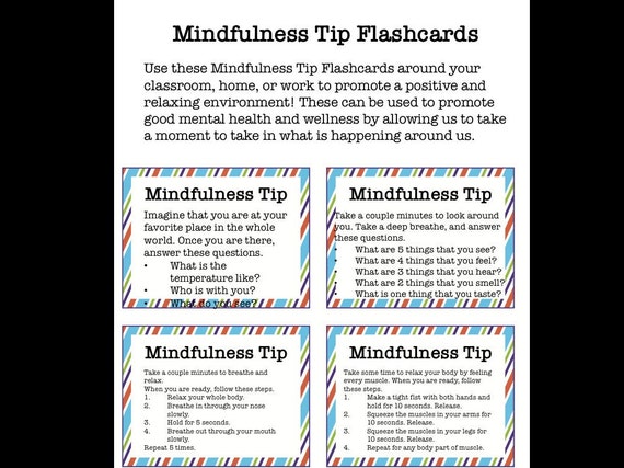 MINDFULNESS FLASHCARDS Digital Download | Etsy