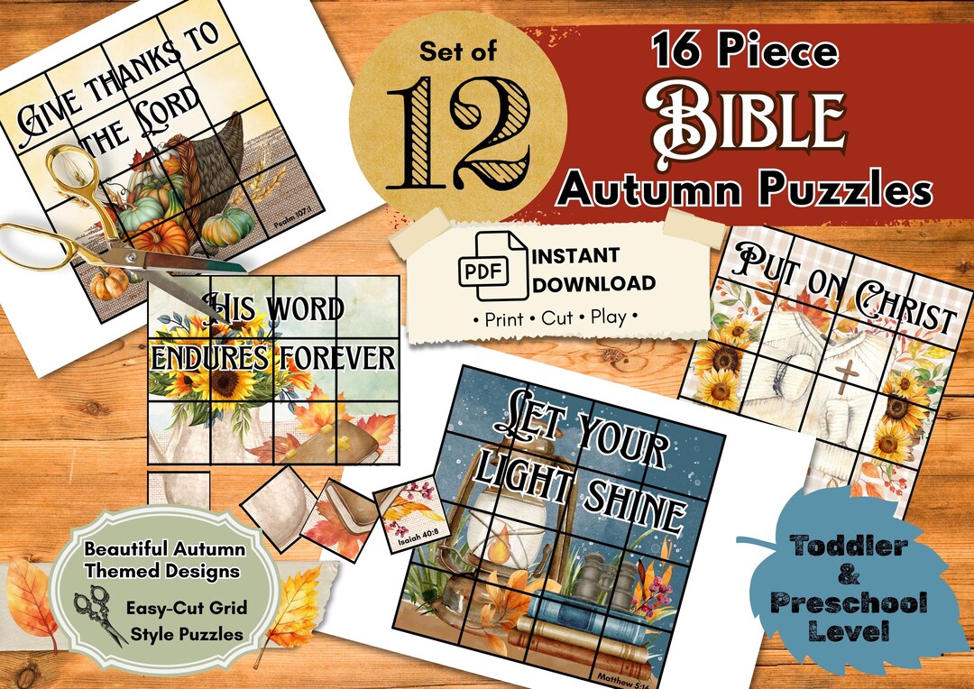 Fall Bible Puzzles: Scripture Activity for Preschool (instant Download ...