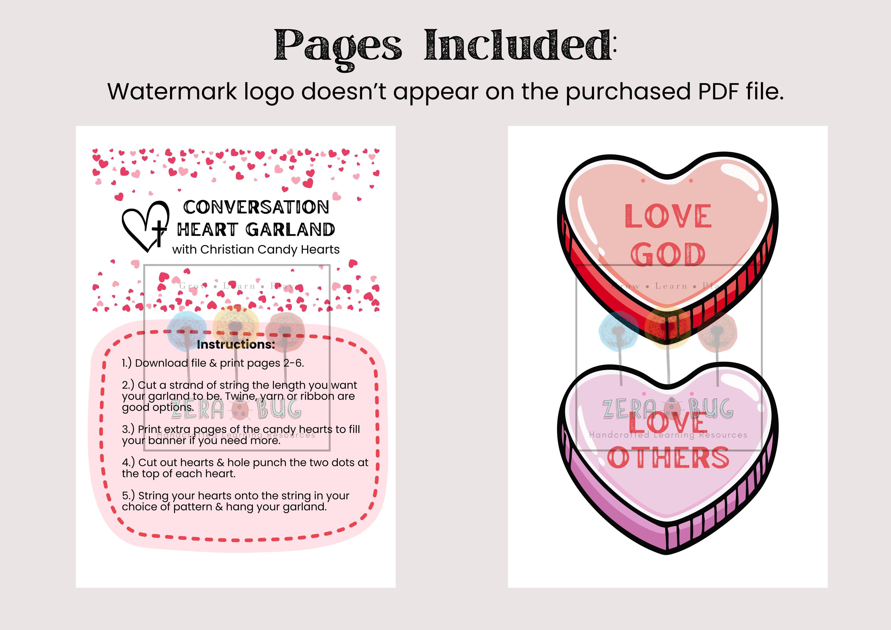 Christian Conversation Heart Banner : Printable Valentine’s Day Decor ...
