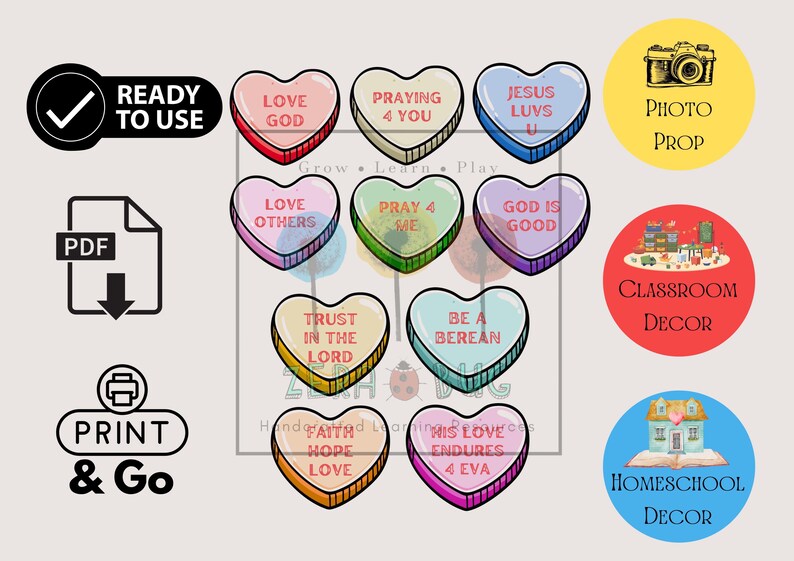 Christian Conversation Heart Banner : Printable Valentine’s Day Decor ...