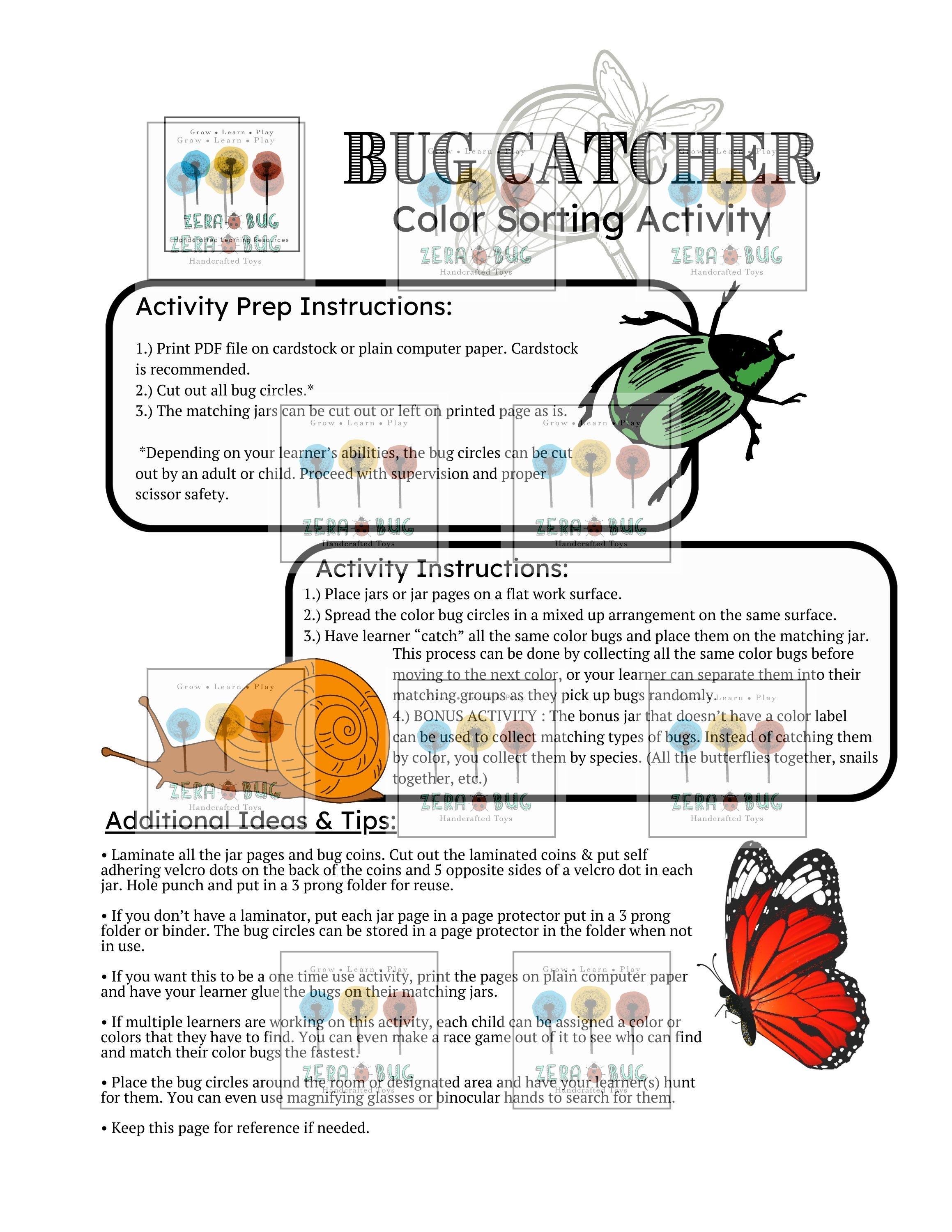 Bug Catcher Preschool Kindergarten Activity Printable Cut & Paste ...