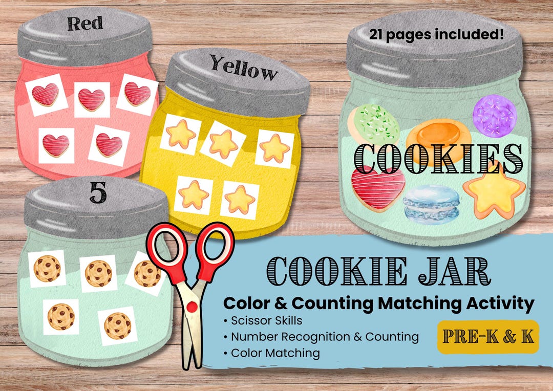 Cookie Jar Preschool Kindergarten Activity Printable Colors Counting ...