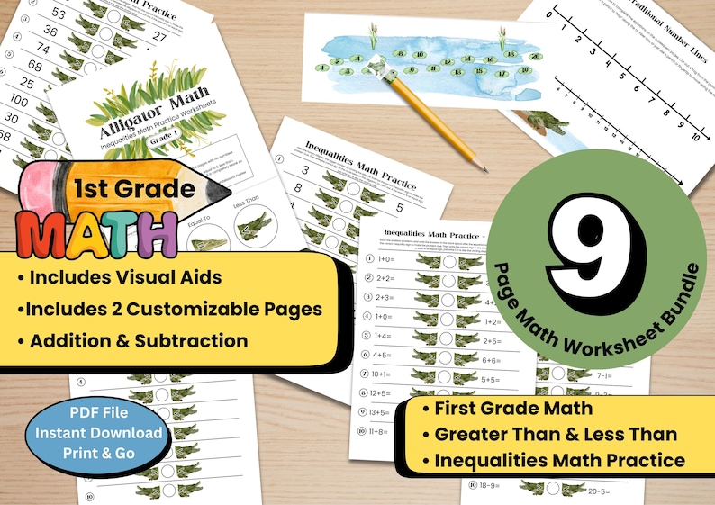 Alligator Math Worksheets | Instant Download | Math Worksheets ...