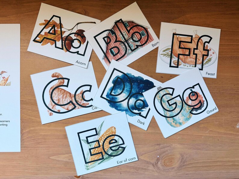 Instant Download | Alphabet Learning Cards | Thanksgiving ABC Cards ...