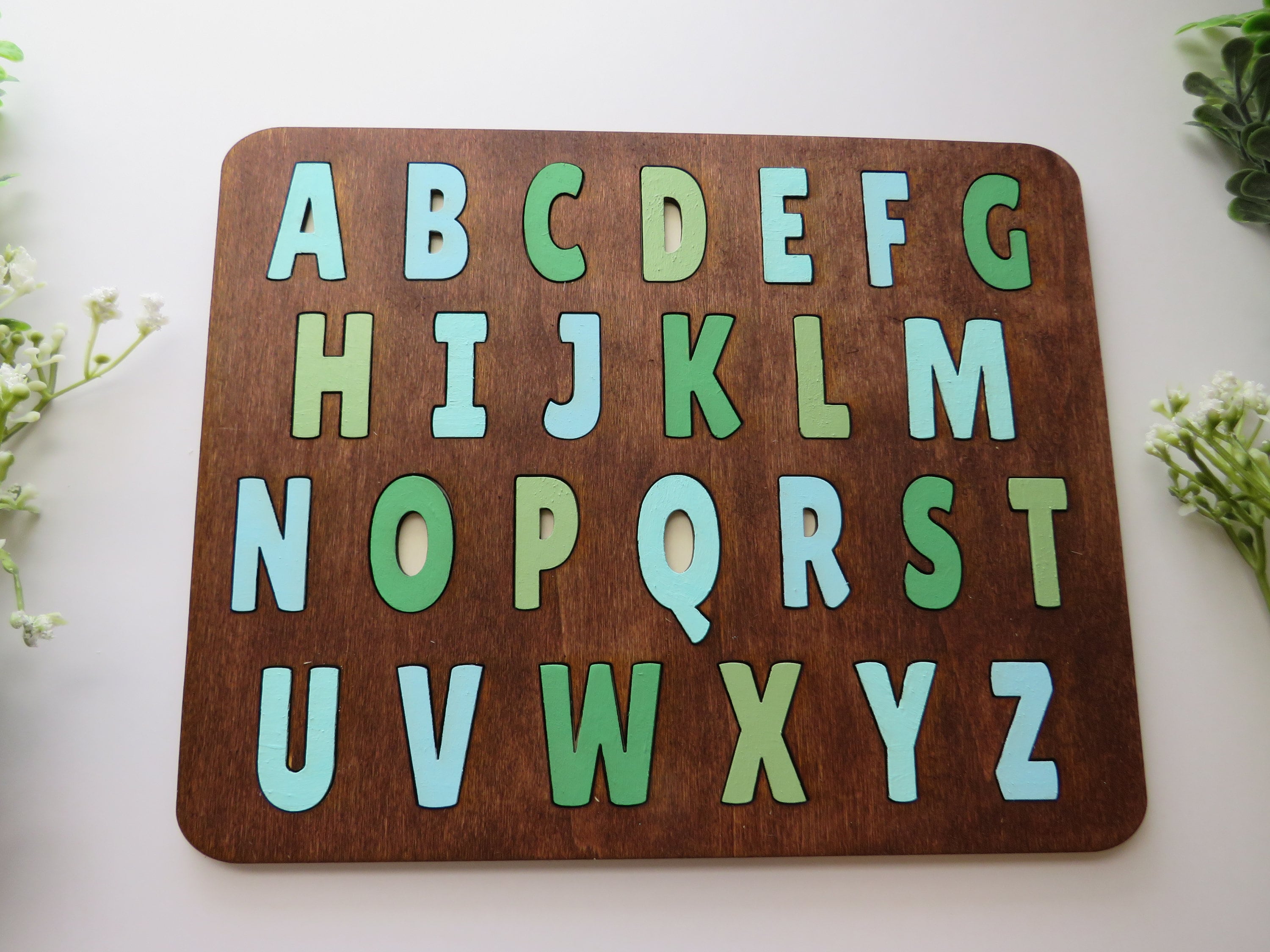 Wooden Alphabet Puzzle Children's Games Educational Learning Toys ABC ...