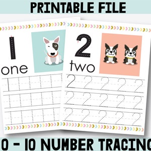Number Tracing Worksheets 0-10 - Etsy