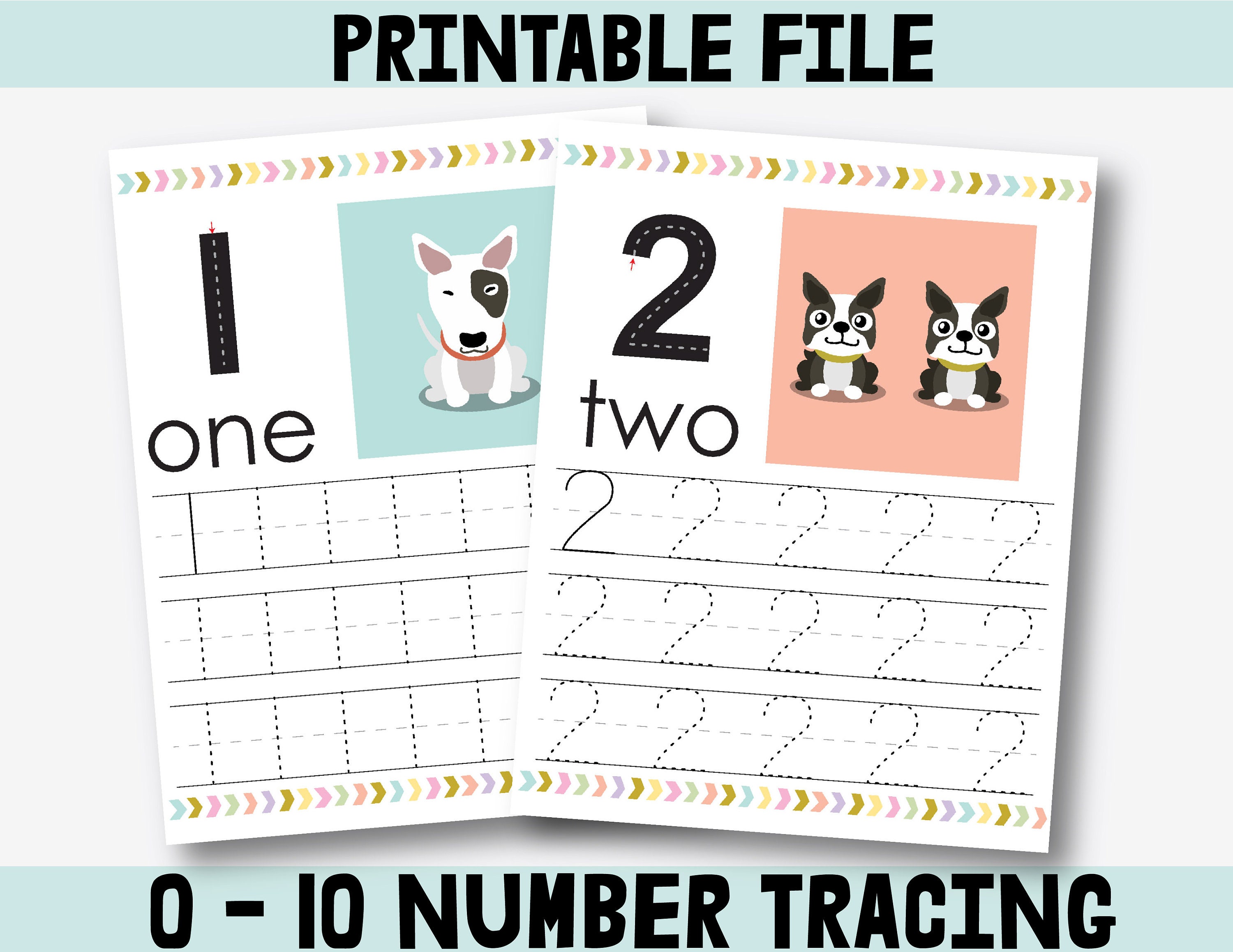 Number Tracing Worksheets 0-10 - Etsy