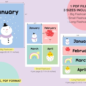 Months of the Year Flashcards: Pastel Classroom Decor (digital Download ...