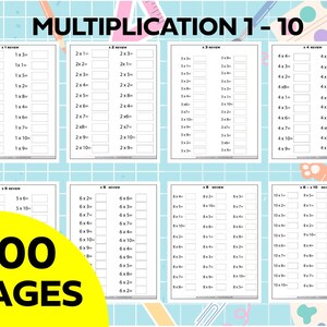 100 Pages of Multiplication Worksheets, Additions and Words Problems - Etsy