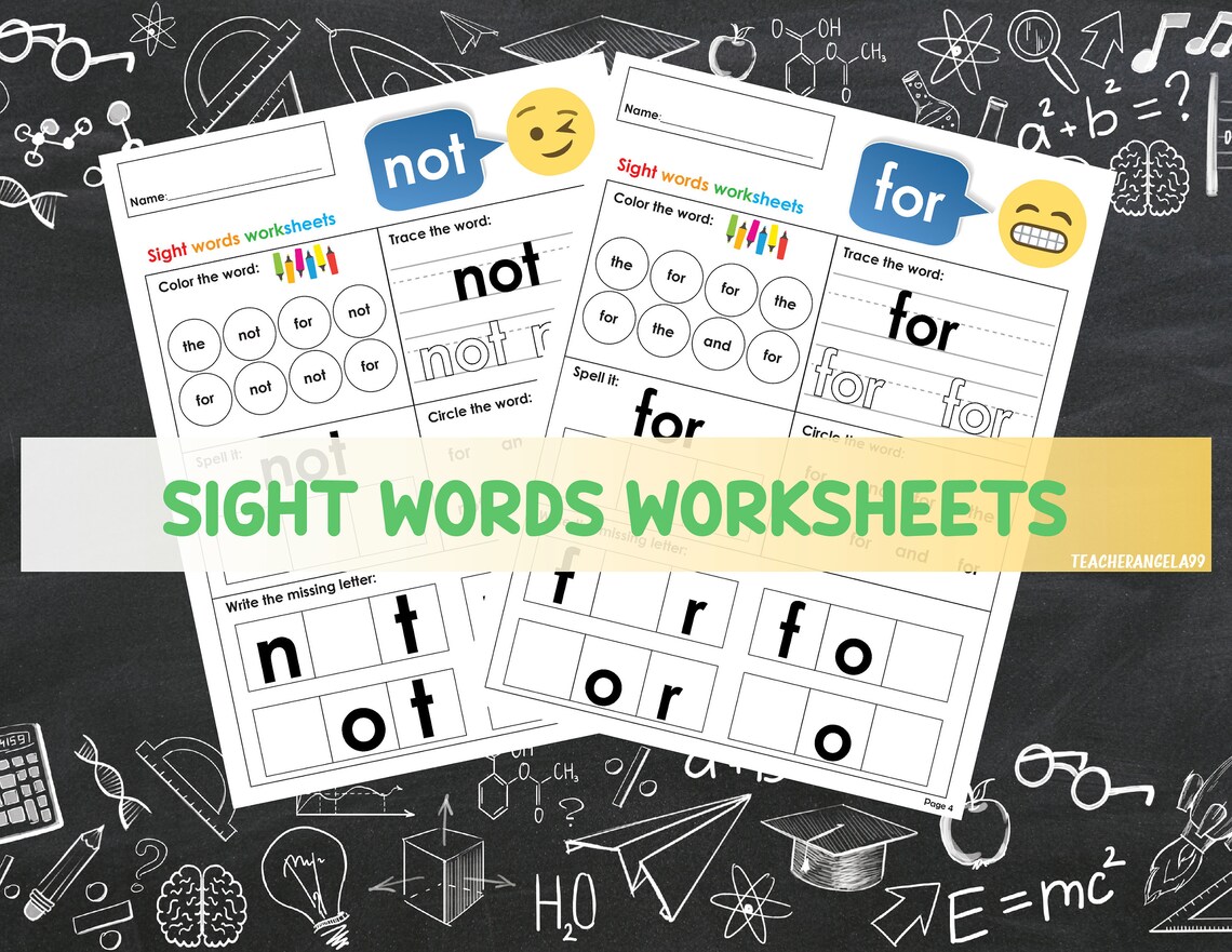 Preschool & Kindergarten Sight Word Worksheets - 40 Sight Words! - Etsy