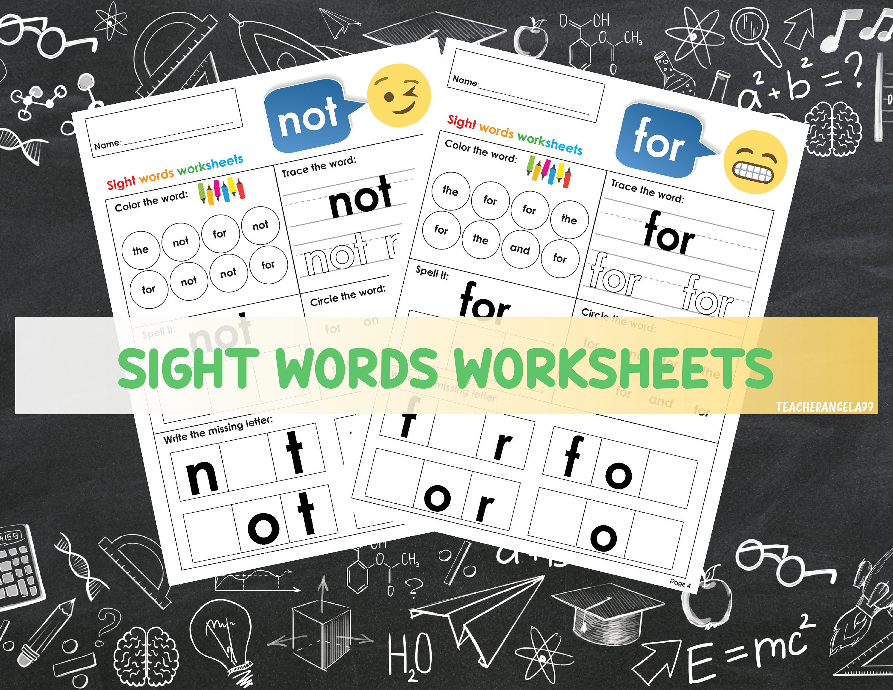Preschool & Kindergarten Sight Word Worksheets 40 Sight Words - Etsy