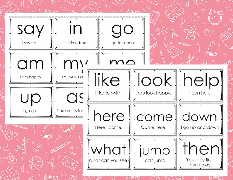 40+ Sight Word Flash Cards With Sentences - Etsy