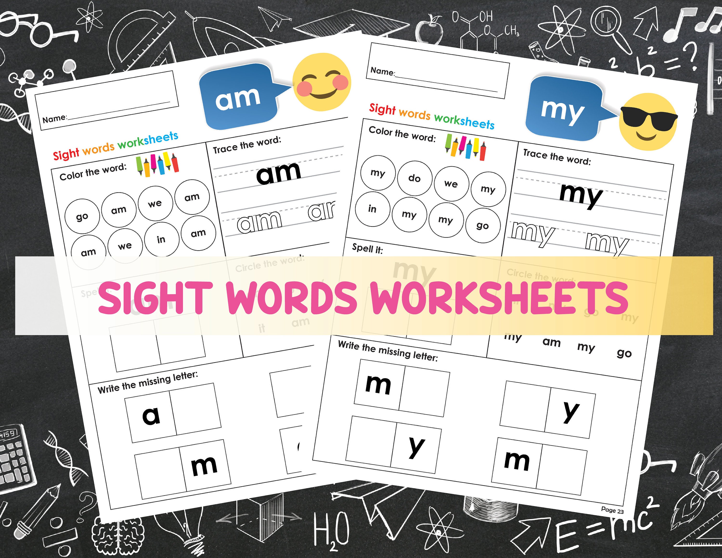 Preschool & Kindergarten Sight Word Worksheets - 40 Sight Words! - Etsy
