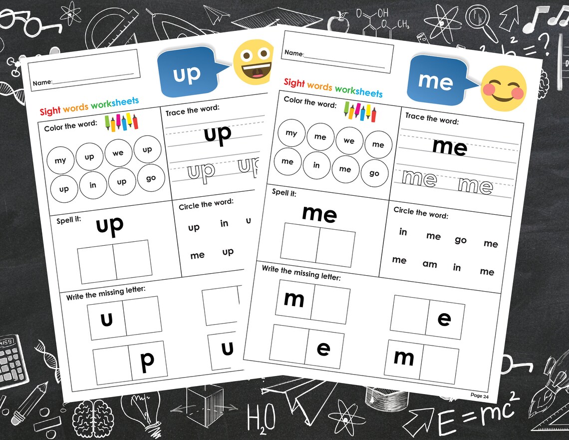 Preschool & Kindergarten Sight Word Worksheets - 40 Sight Words! - Etsy