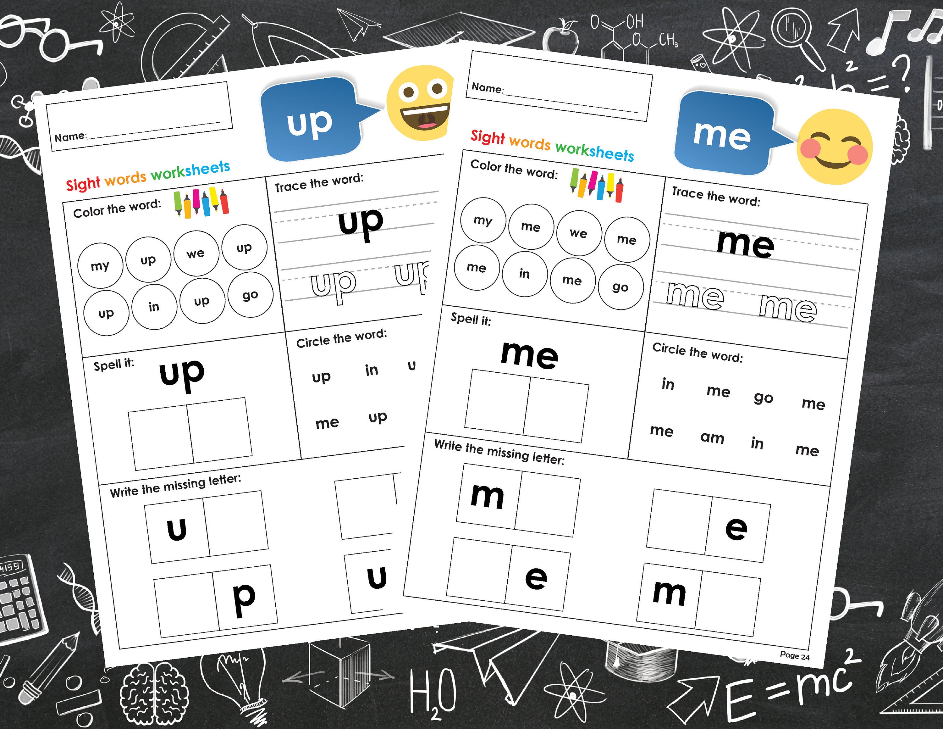 Preschool & Kindergarten Sight Word Worksheets - 40 Sight Words! - Etsy