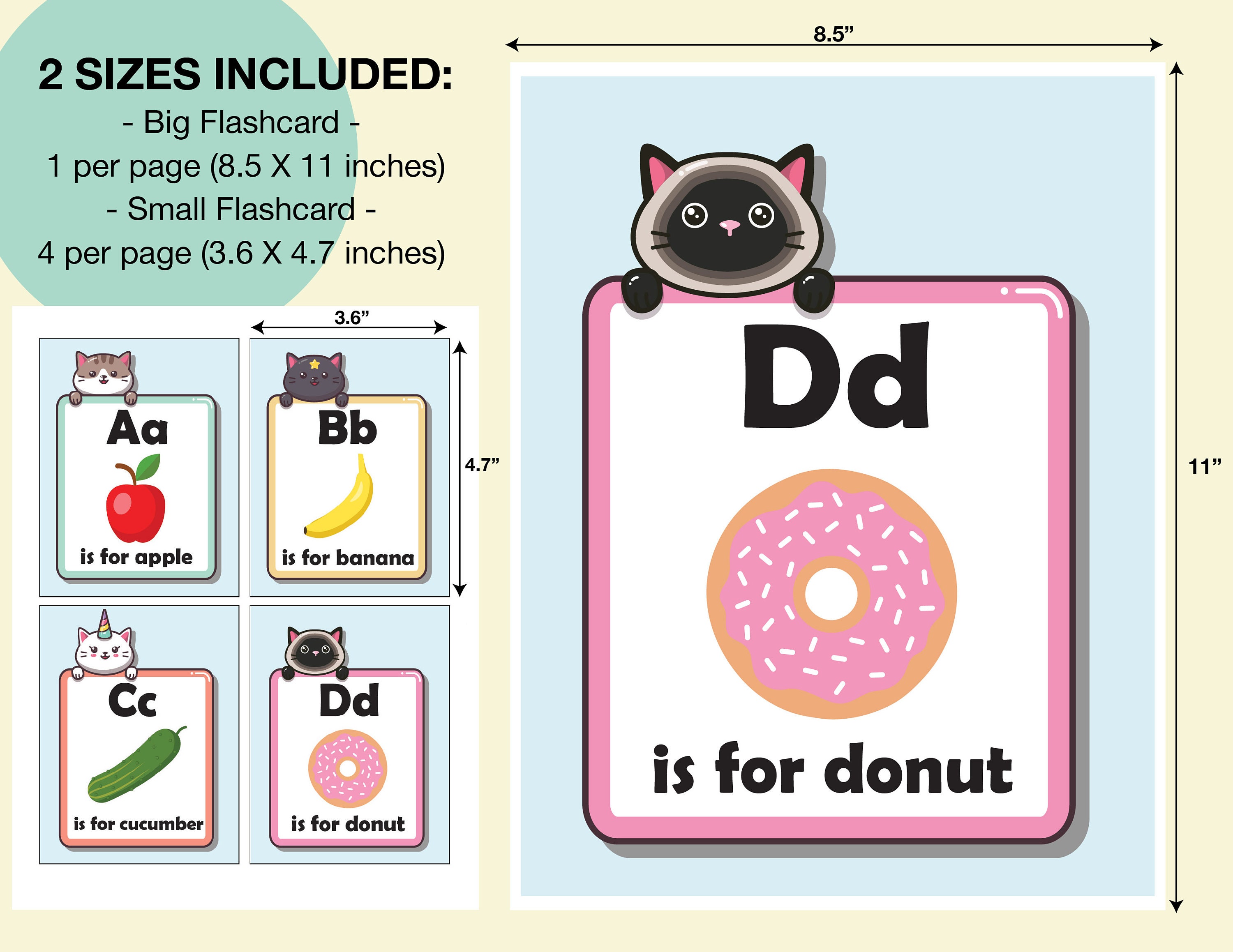 Large & Small ABC Flash Cards, Education Cards, A-Z Flash Cards ...