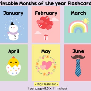 Months of the Year Flashcards: Pastel Classroom Decor (digital Download ...