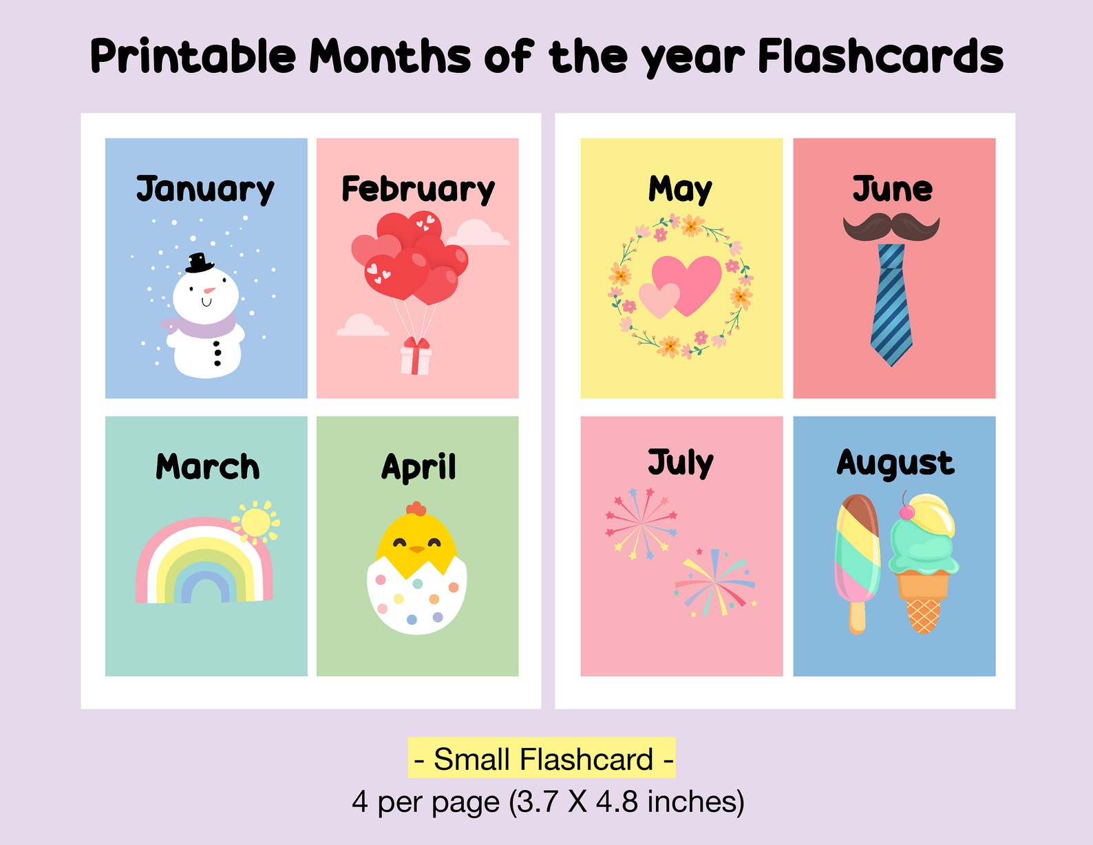 Buy Months of the Year Flashcards, Printable Month of the Year Cards ...