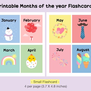 Months of the Year Flashcards: Pastel Classroom Decor (digital Download ...