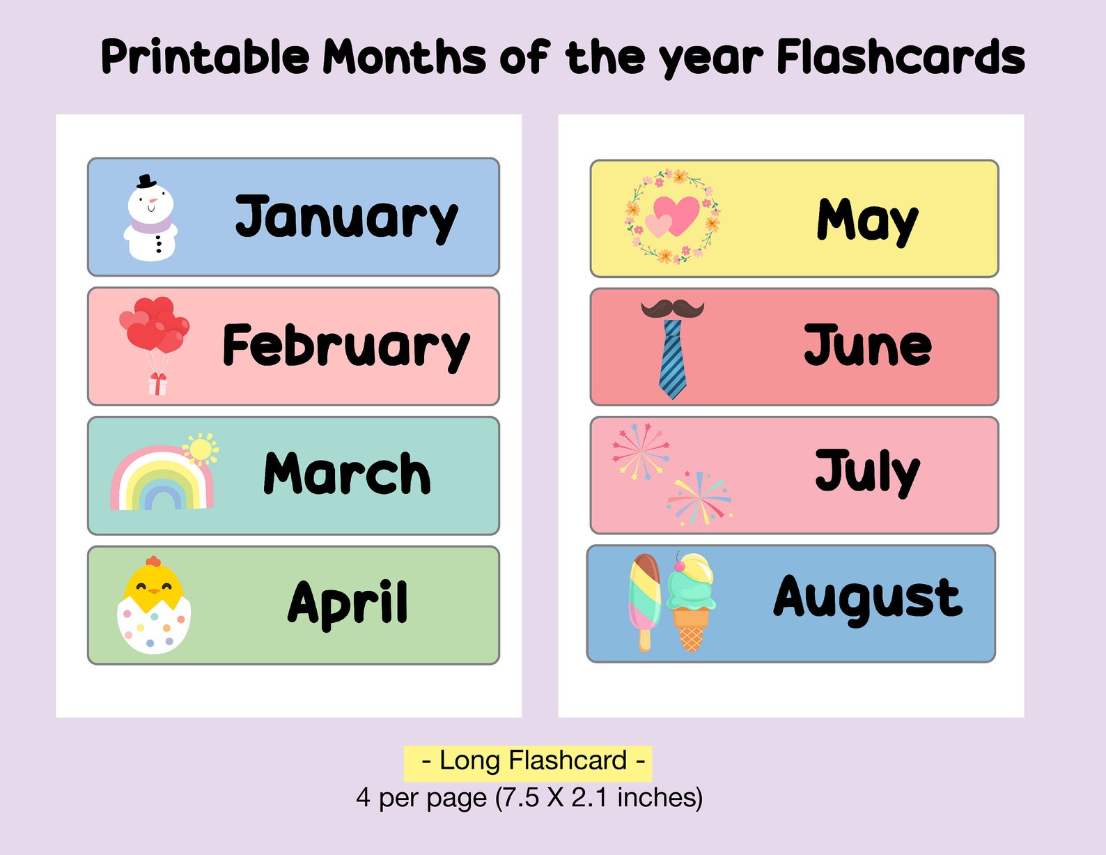 Months of the Year Flashcards: Pastel Classroom Decor (digital Download ...