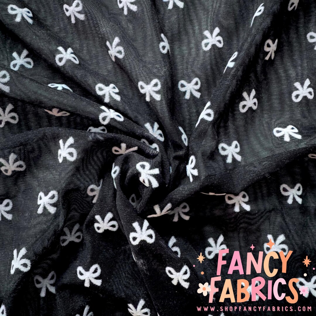 Ready to Ship | Flocked Bows (black + White/baby Pink Bows) | Mesh ...