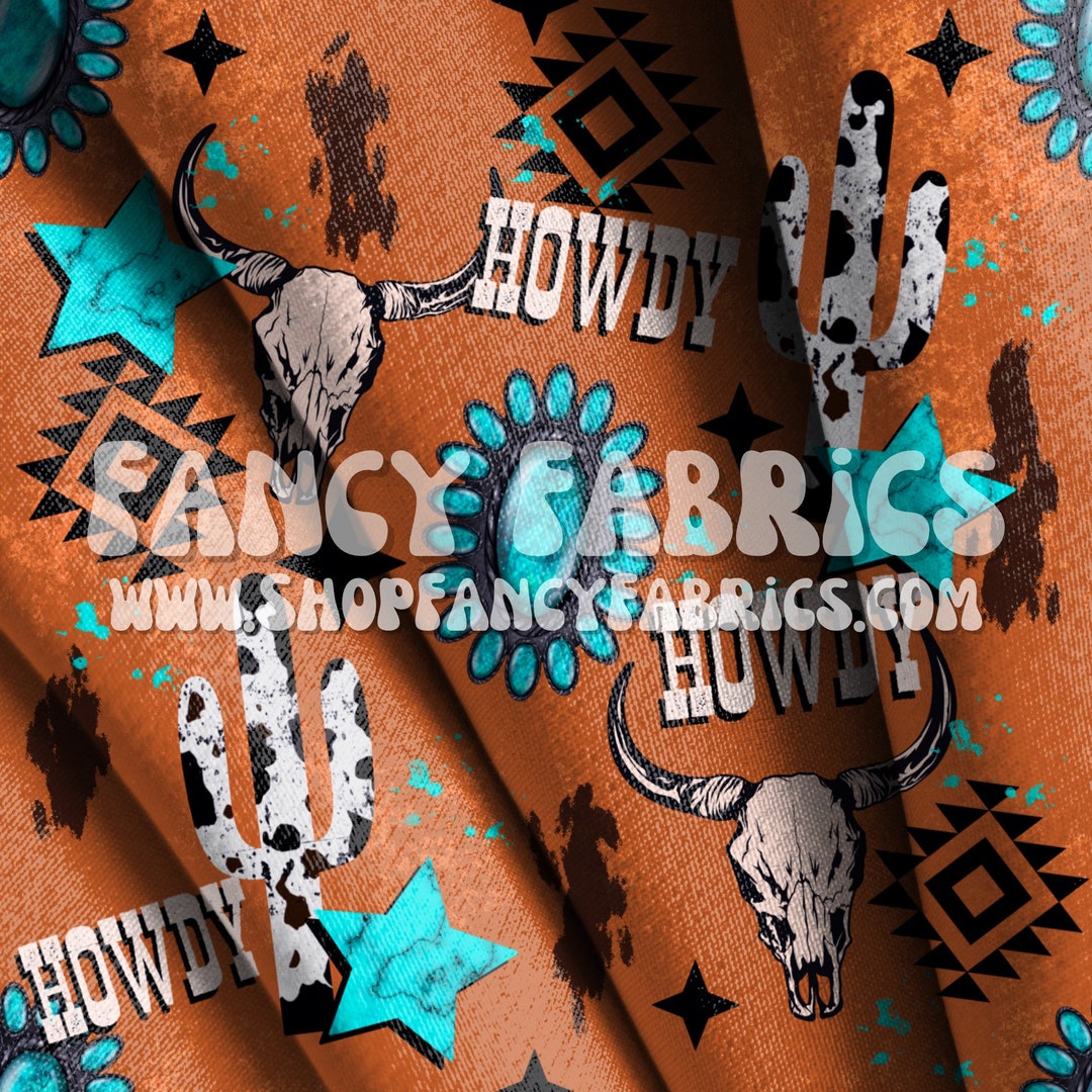 Howdy brown Fabric by the Yard Bullet Double Brushed Polyester Swim ...
