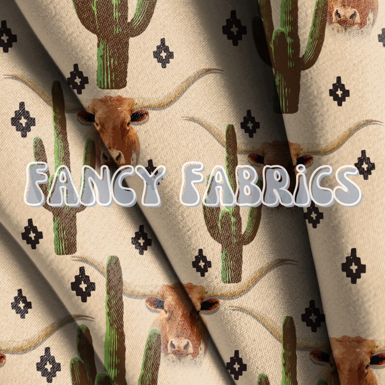 Aztec Longhorns Fabric by the Yard Bullet Double Brushed - Etsy