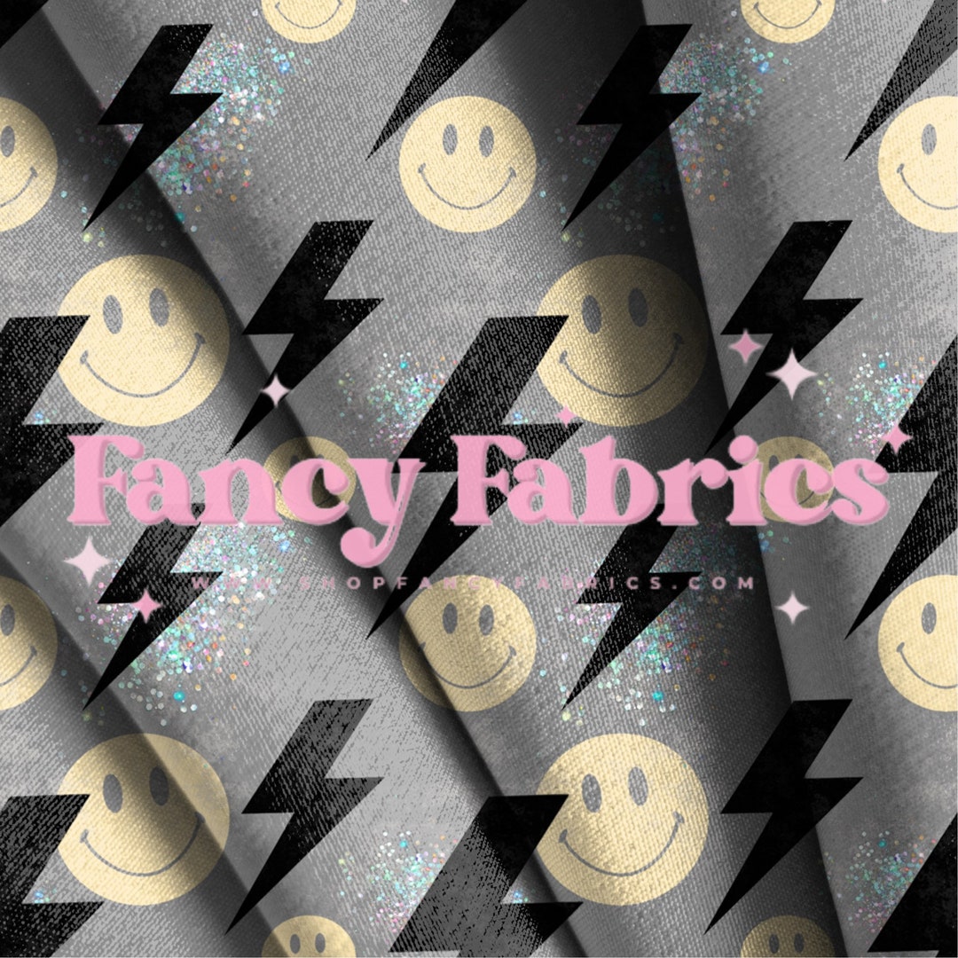 Electric Smileys Fabric by the Yard Bullet Double Brushed Polyester ...