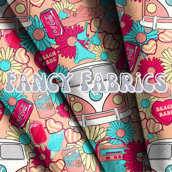 Summer Vans Fabric By The Yard Bullet Double Brushed Etsy